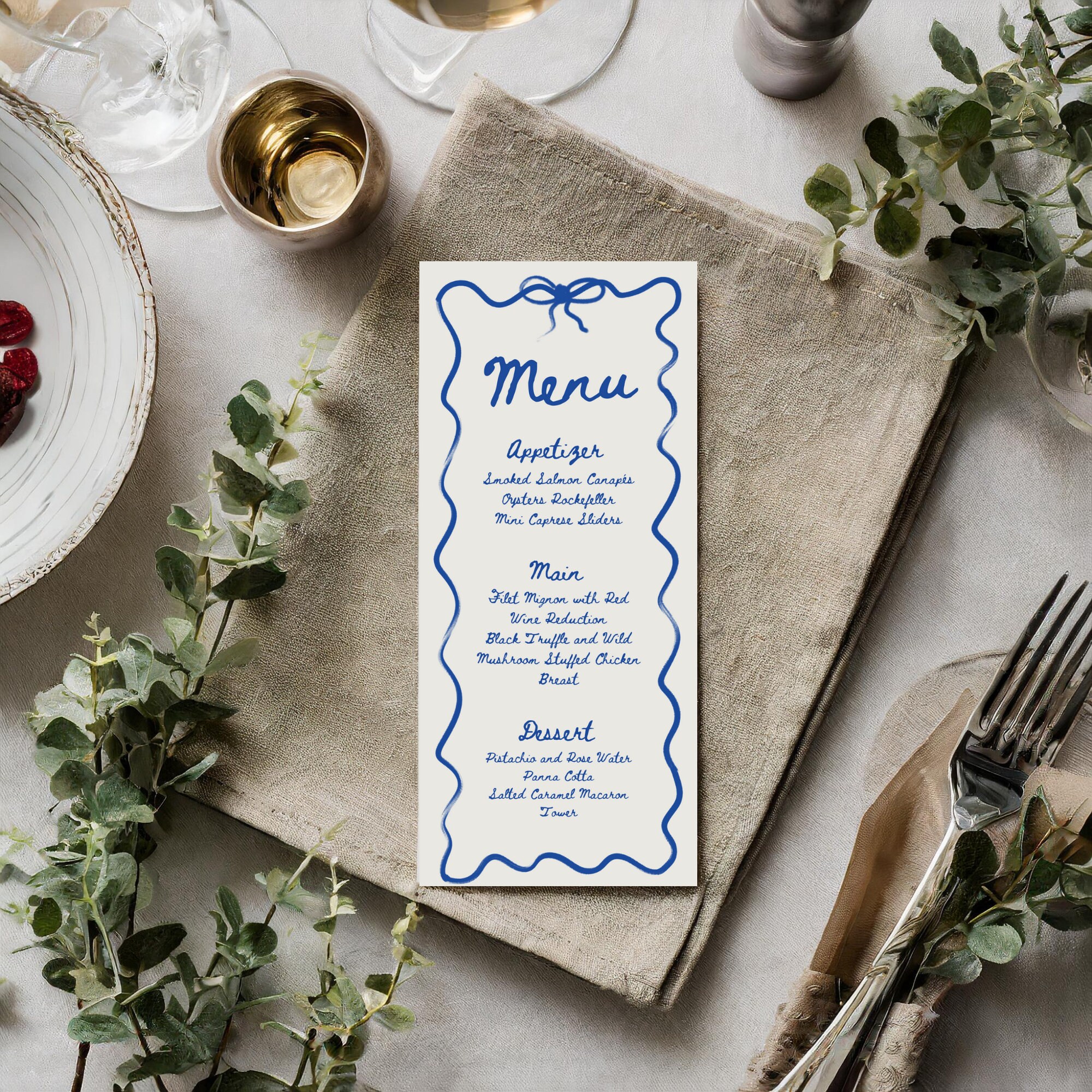 Rehearsal Dinner Menu, Blank Place Cards, Wedding Place Cards With Meal ...