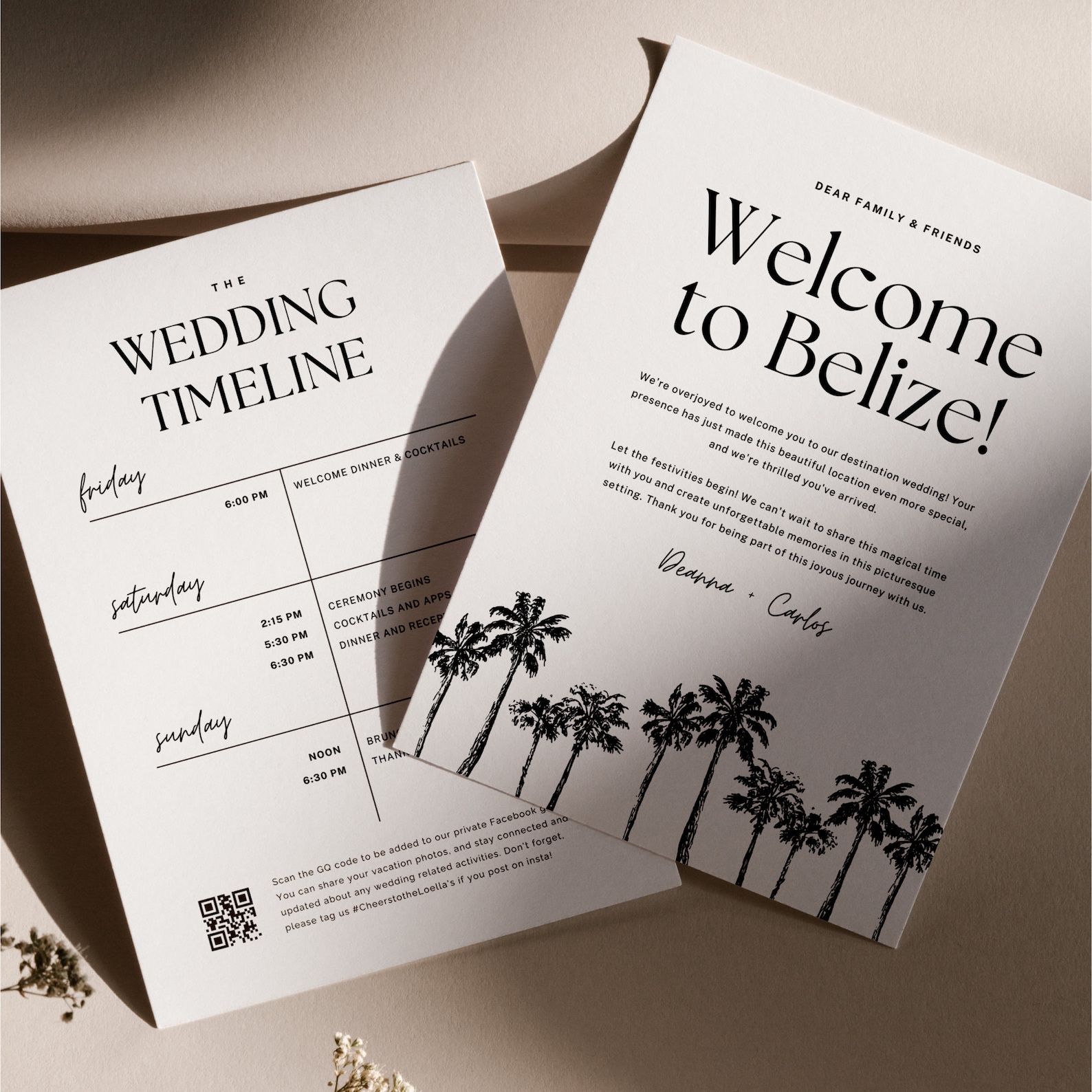 Destination Wedding Welcome Letter & Itinerary Template (digital ...