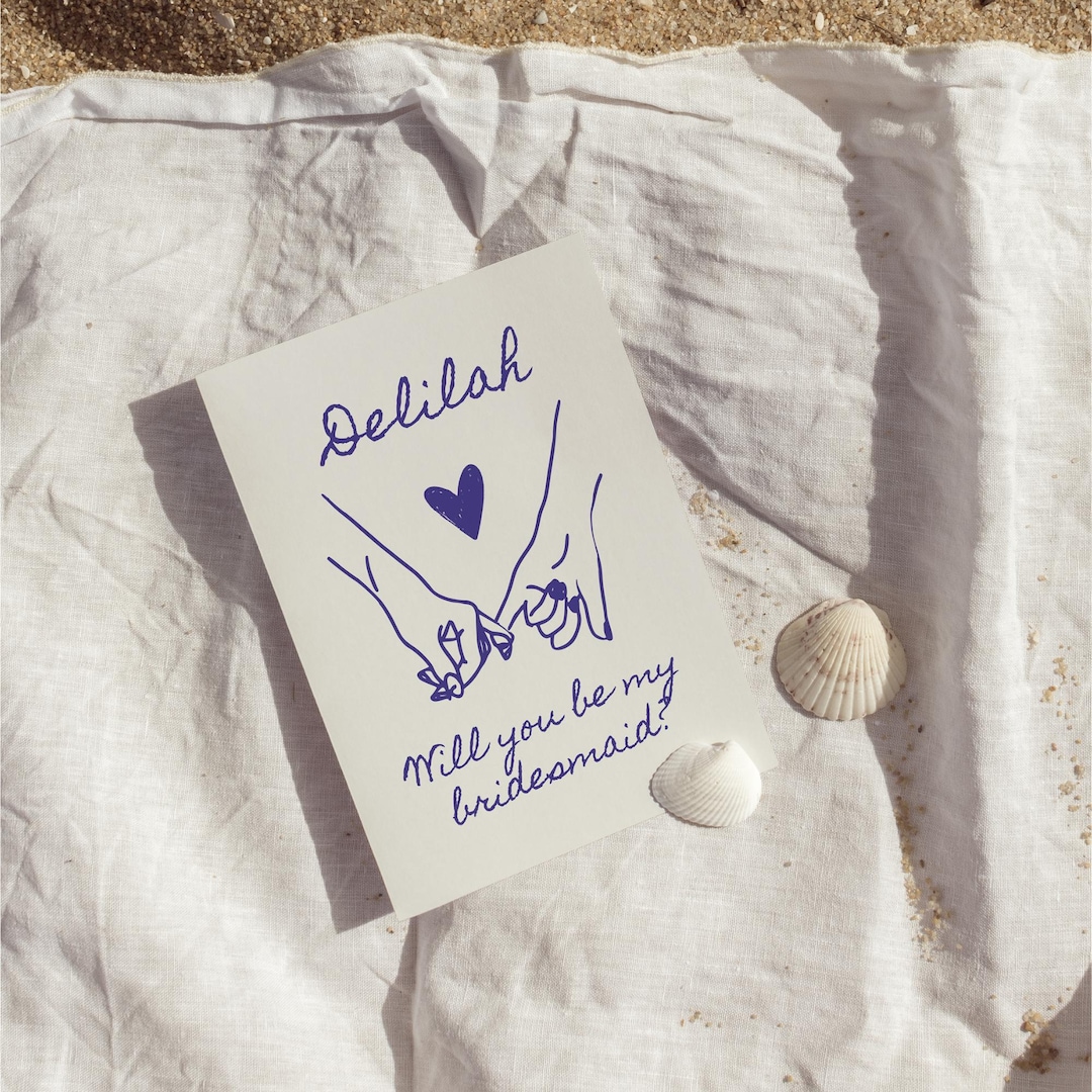 Hand Drawn Bridesmaid Proposal Card Template, Will You Be My Bridesmaid ...