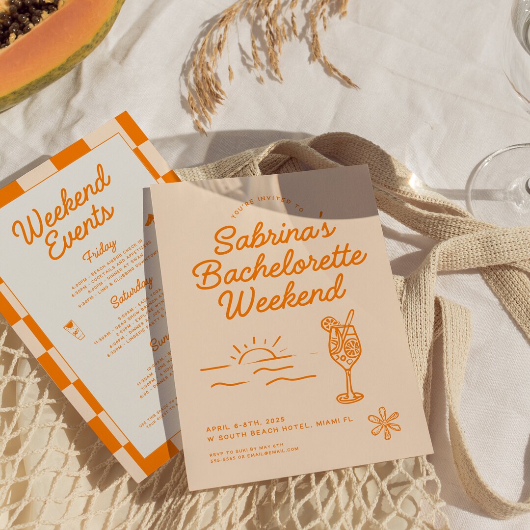 Sun and Spritz Bachelorette Party Itinerary, Invitation and Packing ...