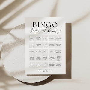 Rehearsal Dinner Bingo Game Template, Minimalist Design (canva Editable ...