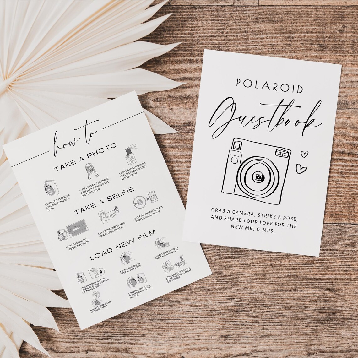 Instax Mini 12 Instructions Sign, Polaroid Guest Book Sign, Editable ...
