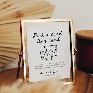 Pick a Card Sign Template, Editable Paying Cards Wedding Guestbook Sign ...