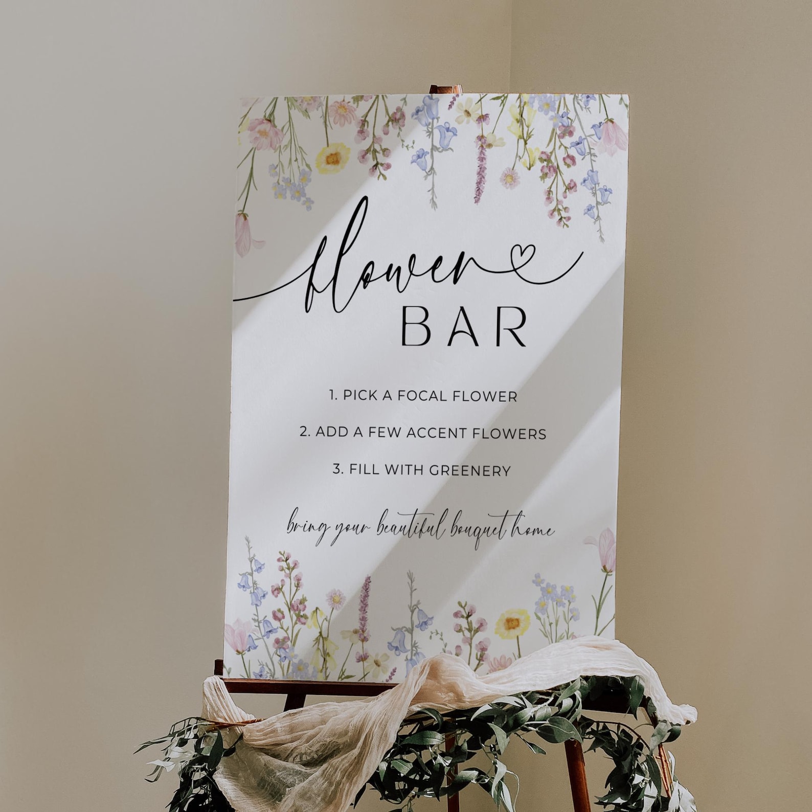 Flower Bar Sign Template, Floral Wedding Signs, Editable Make a Bouquet ...