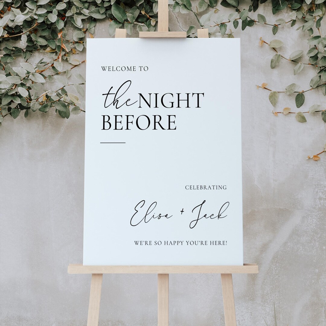 Minimalist Wedding Rehearsal Dinner Sign Template, Elegant Welcome ...