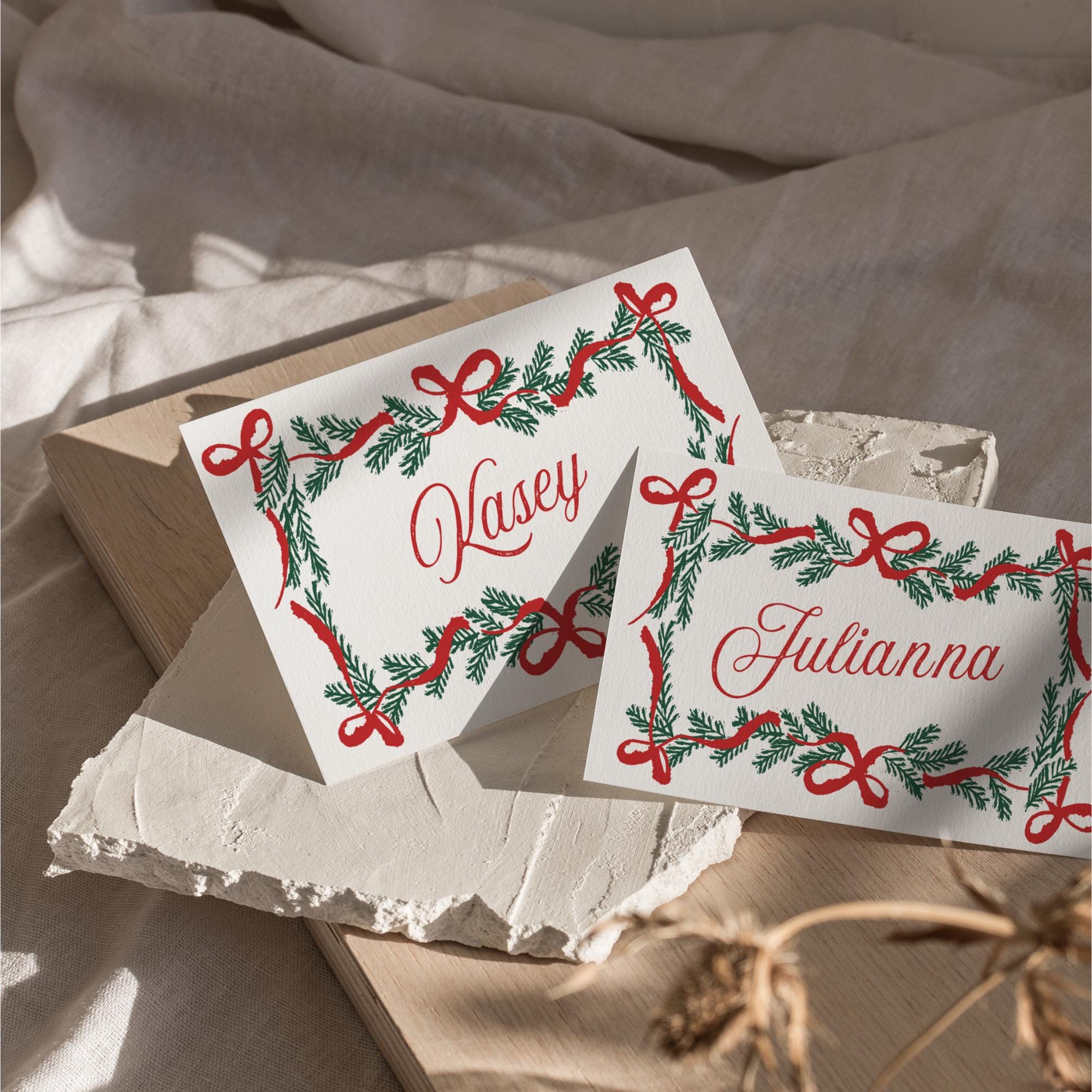 Christmas Engagement Party Place Cards, Wedding Name Cards, Table Place ...