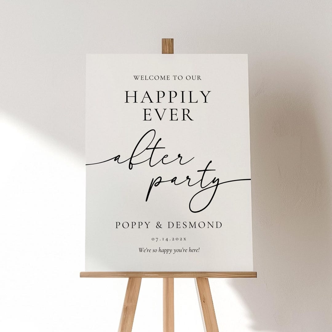 Minimalist Wedding Welcome Sign, Happily Ever After Party Welcome Sign ...