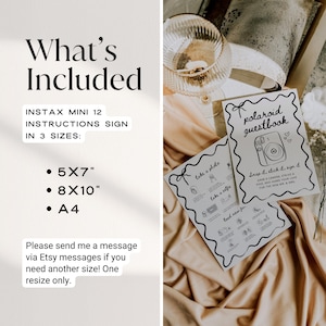 Instax Mini 12 Instructions Sign, Polaroid Guest Book Sign, Editable ...