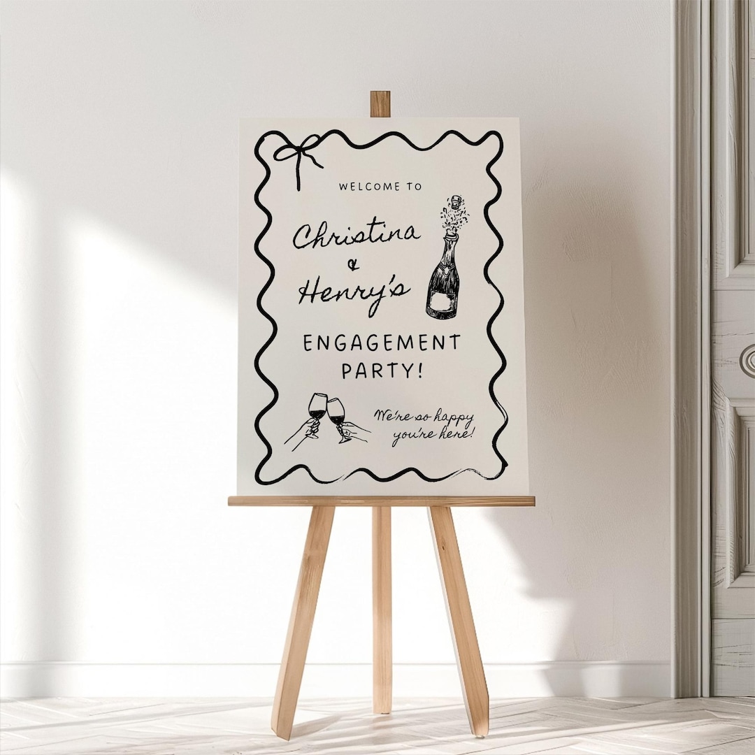 Wavy Engagement Party Sign, Whimsical Engagement Party Decorations ...