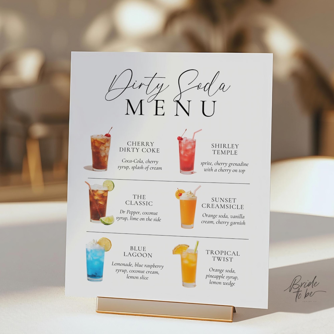 Dirty Soda Bar Menu Sign Template, Editable Dirty Soda Bar Sign, Soda ...