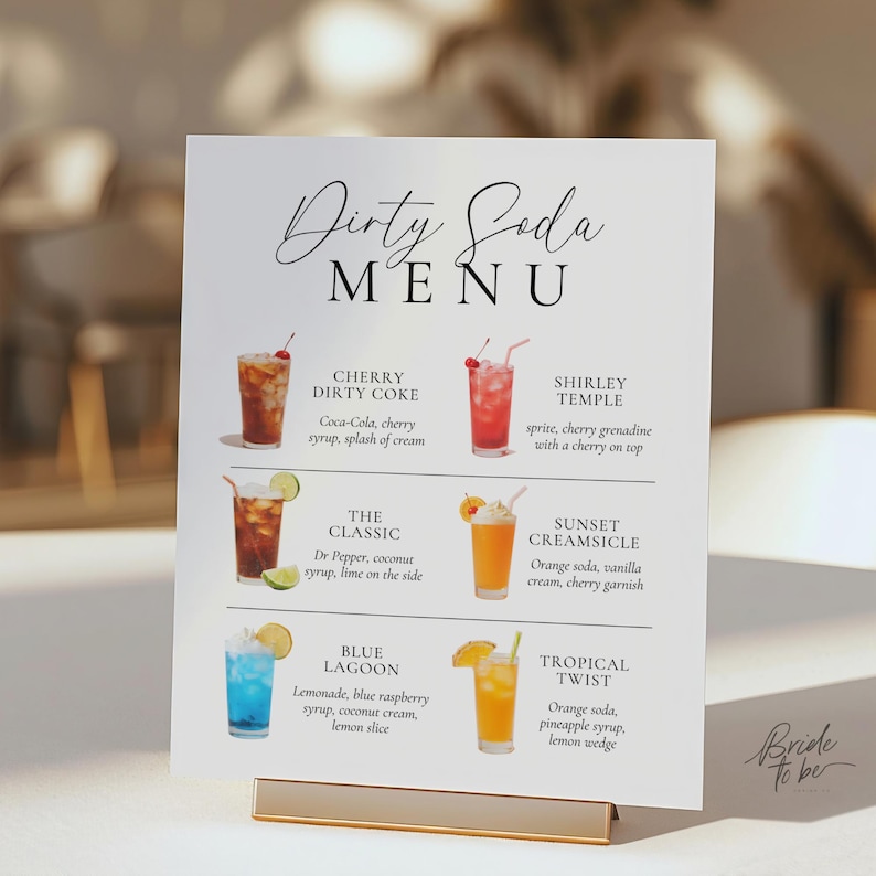 Dirty Soda Bar Menu Sign Template, Editable Dirty Soda Bar Sign, Soda ...