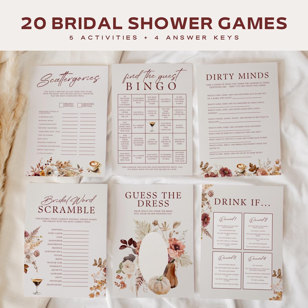 Love is Brewing Bridal Shower Games Template, Fall Theme Wedding Shower ...