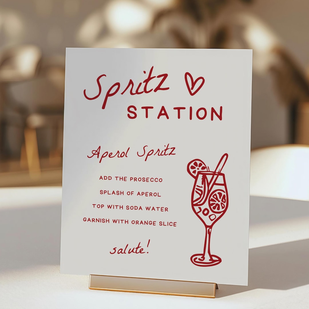 That's Amore Aperol Spritz Station Sign Template, Wavy Wedding Table ...