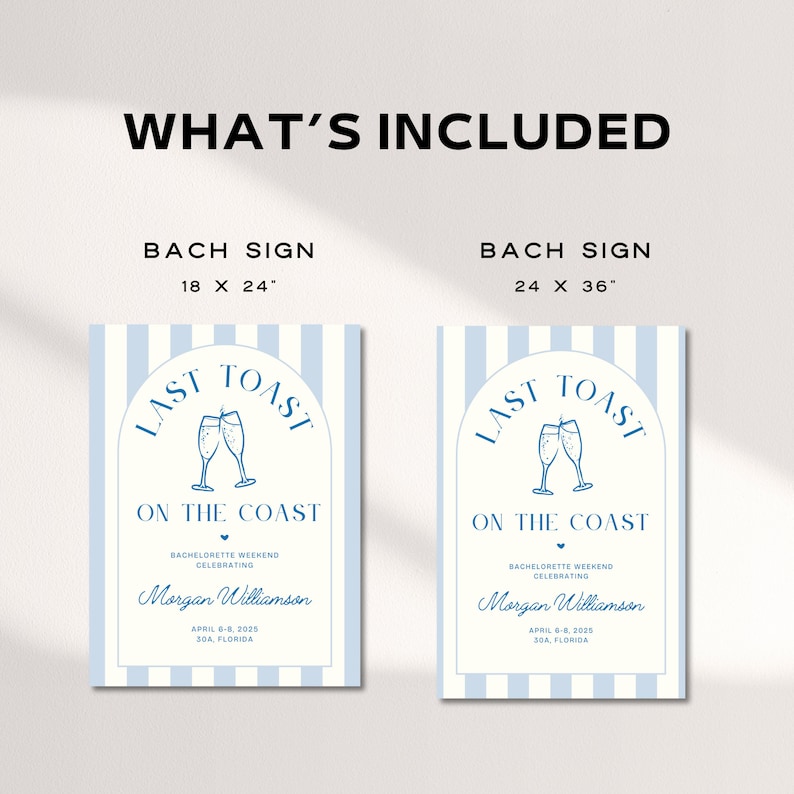 Last Toast on the Coast Bachelorette Sign, Welcome Sign Canva Template ...