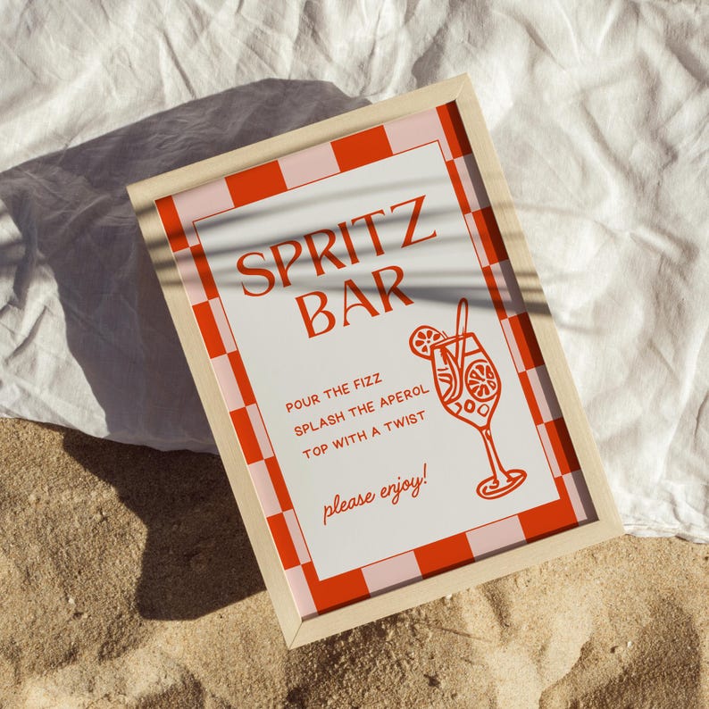Aperol Spritz Bar Sign Template, Wavy Aperol Spritz Sign, Hand Drawn ...