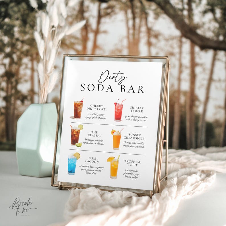 Dirty Soda Bar Menu Sign Template, Editable Dirty Soda Bar Sign, Soda ...