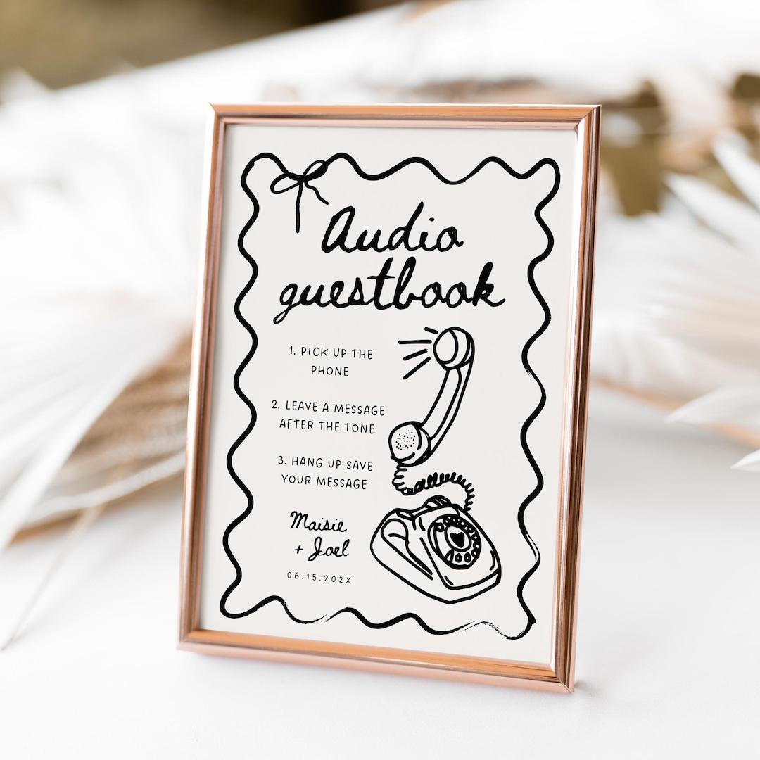 Whimsical Audio Guestbook Sign Template for Wedding Table Sign ...