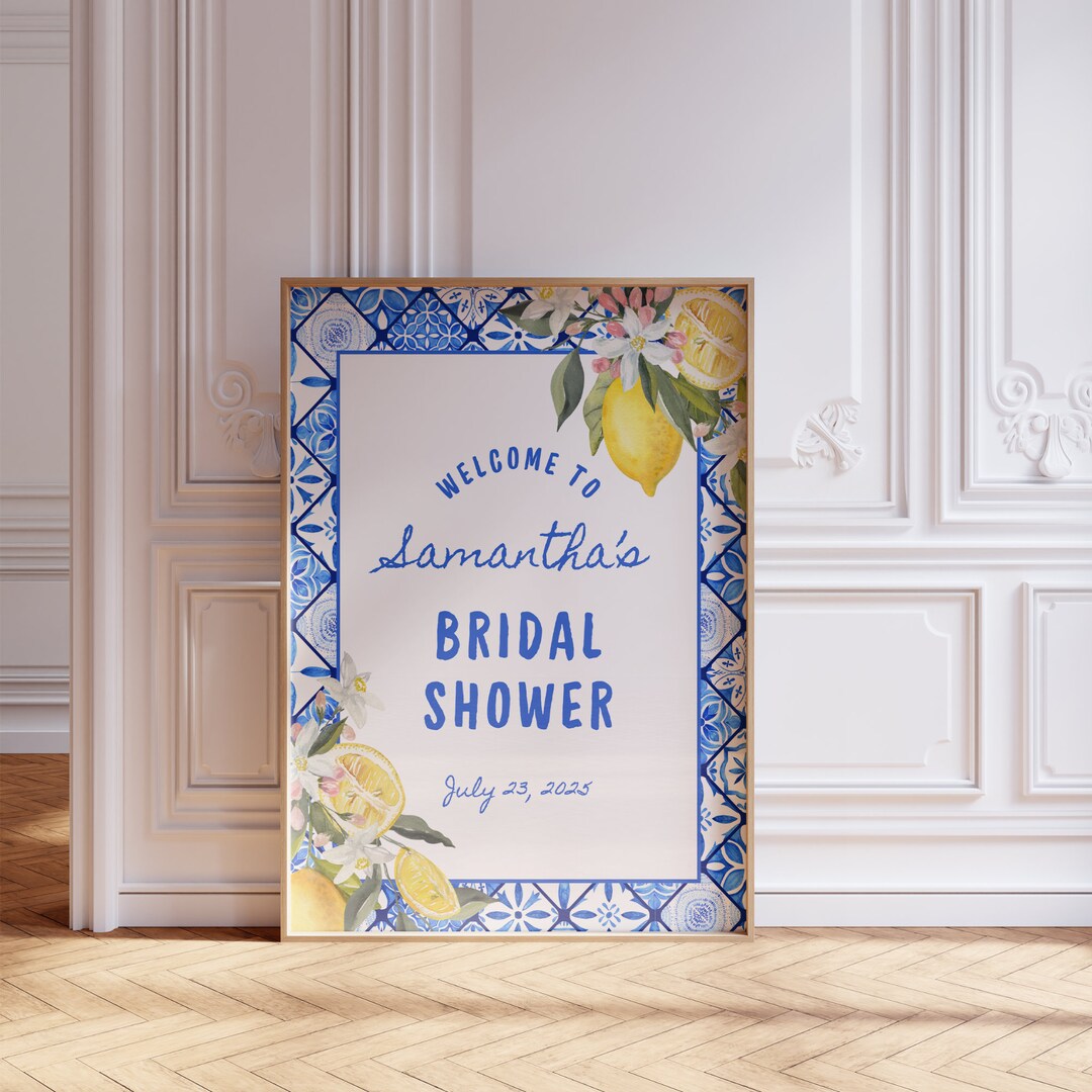 Blue Tiles Bridal Shower Sign, Bridal Shower Decor, Bridal Shower Signs ...