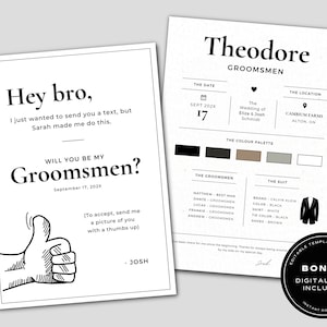 Groomsmen Proposal Card, Wedding Details Canva Template (digital ...
