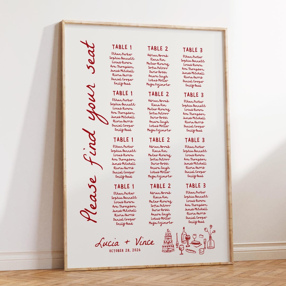 That's Amore Seating Chart Template, Hand Drawn Seating Chart Wedding ...