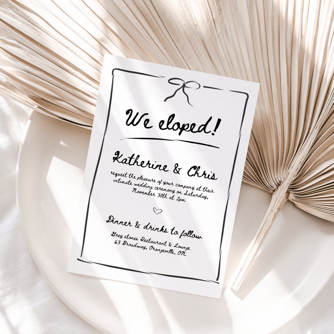 Elopement Announcement, Elopement Reception Invitation, We Eloped ...