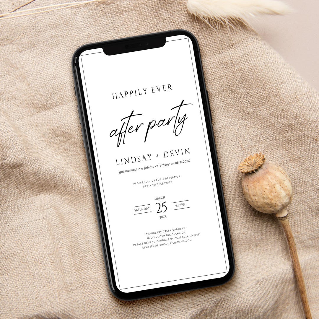 Electronic Wedding Reception Invitation Template, Minimal Digital ...