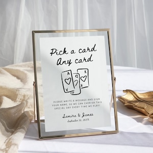 Pick a Card Sign Template, Editable Paying Cards Wedding Guestbook Sign ...