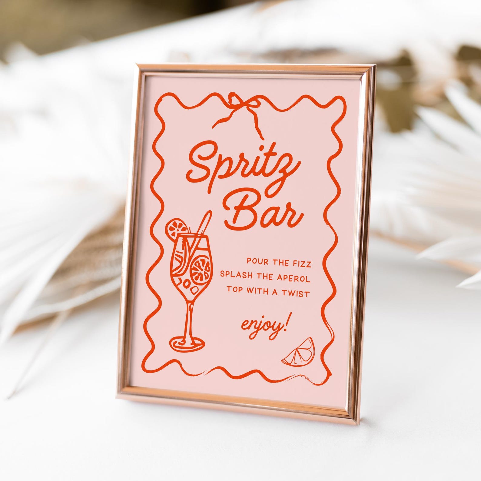 Aperol Spritz Bar Sign Template, Wavy Aperol Spritz Sign, Hand Drawn ...