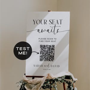 Digital Seating Chart With QR Code Sign Template, Wedding Alphabetical ...