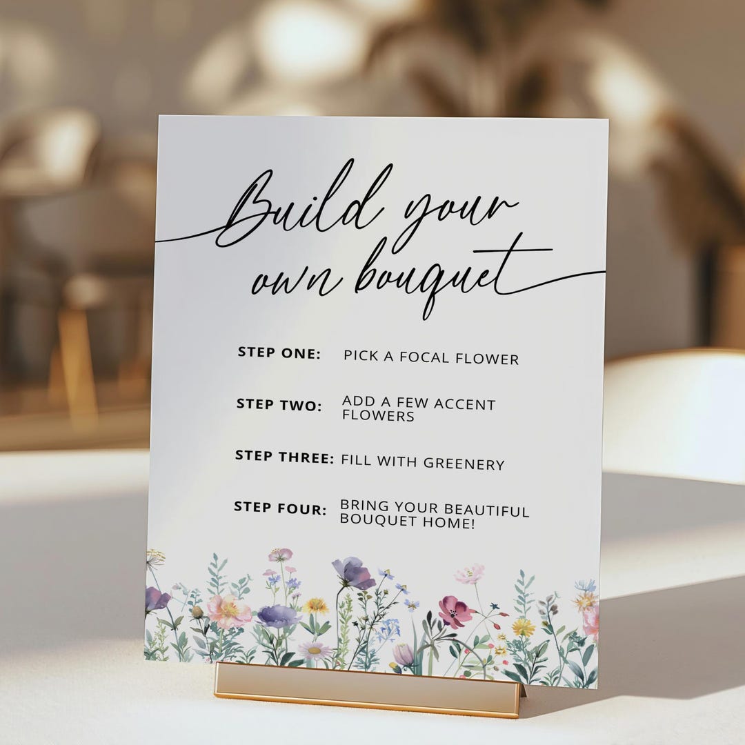 Wildflower Build Your Own Bouquet Sign, Canva Template (digital ...
