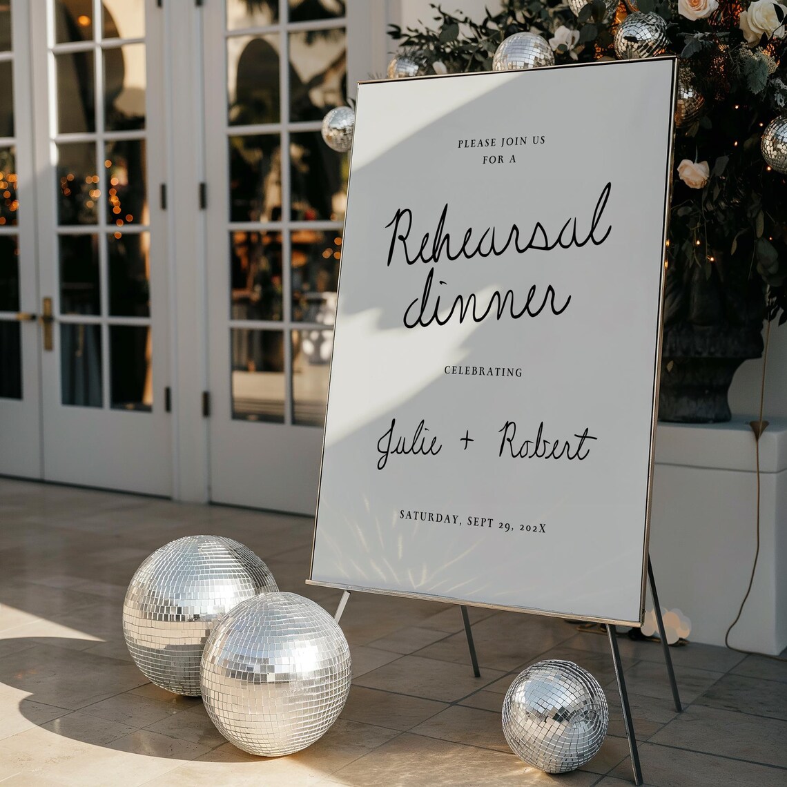 Minimal Hand Drawn Rehearsal Dinner Sign Template, Hand Written Style ...