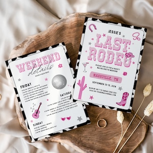 Pink Last Rodeo Bachelorette Party Itinerary Template, Nashville ...