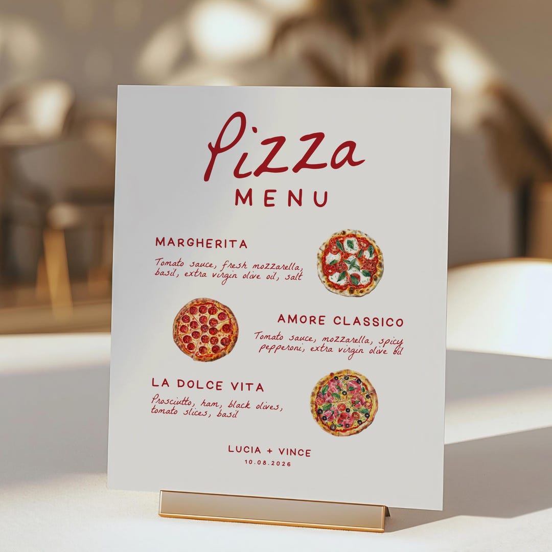 That's Amore Pizza Table Menu Sign Template, Pizza Bar Engagement Sign ...