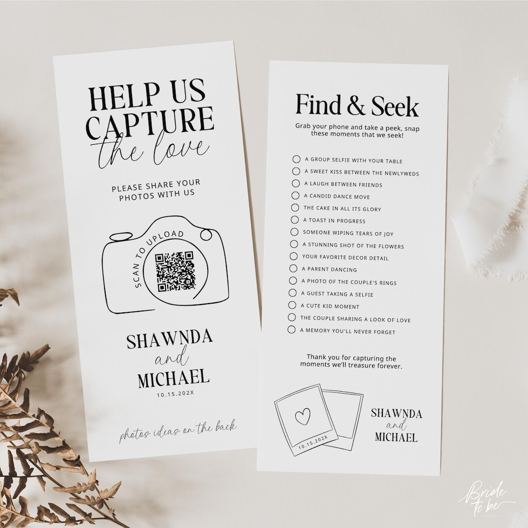 Find and Seek Wedding Game Template, Wedding Photo Hunt Game, QR Code ...