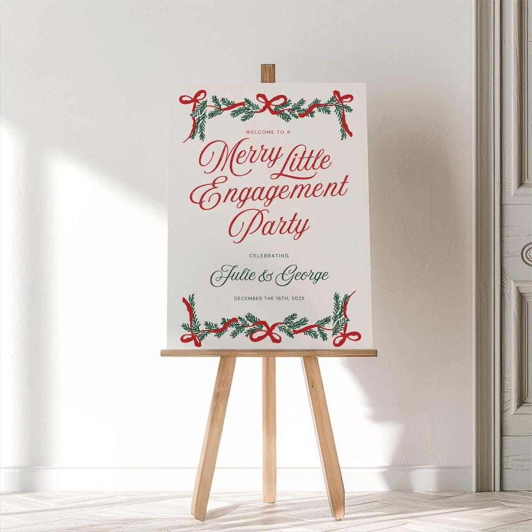Christmas Engagement Party Sign, Holiday Engagement Sign, Festive ...