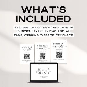 Digital Seating Chart With QR Code Sign Template, Wedding Alphabetical ...