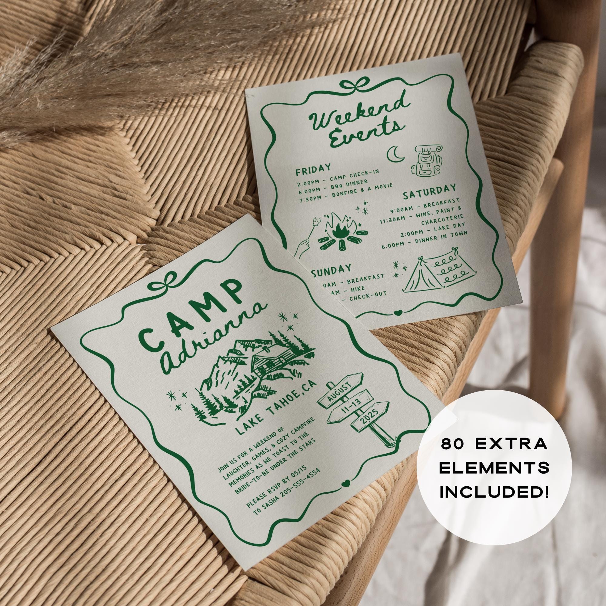 Camp Bachelorette Invite, Bachelorette Itinerary, Outdoorsy ...
