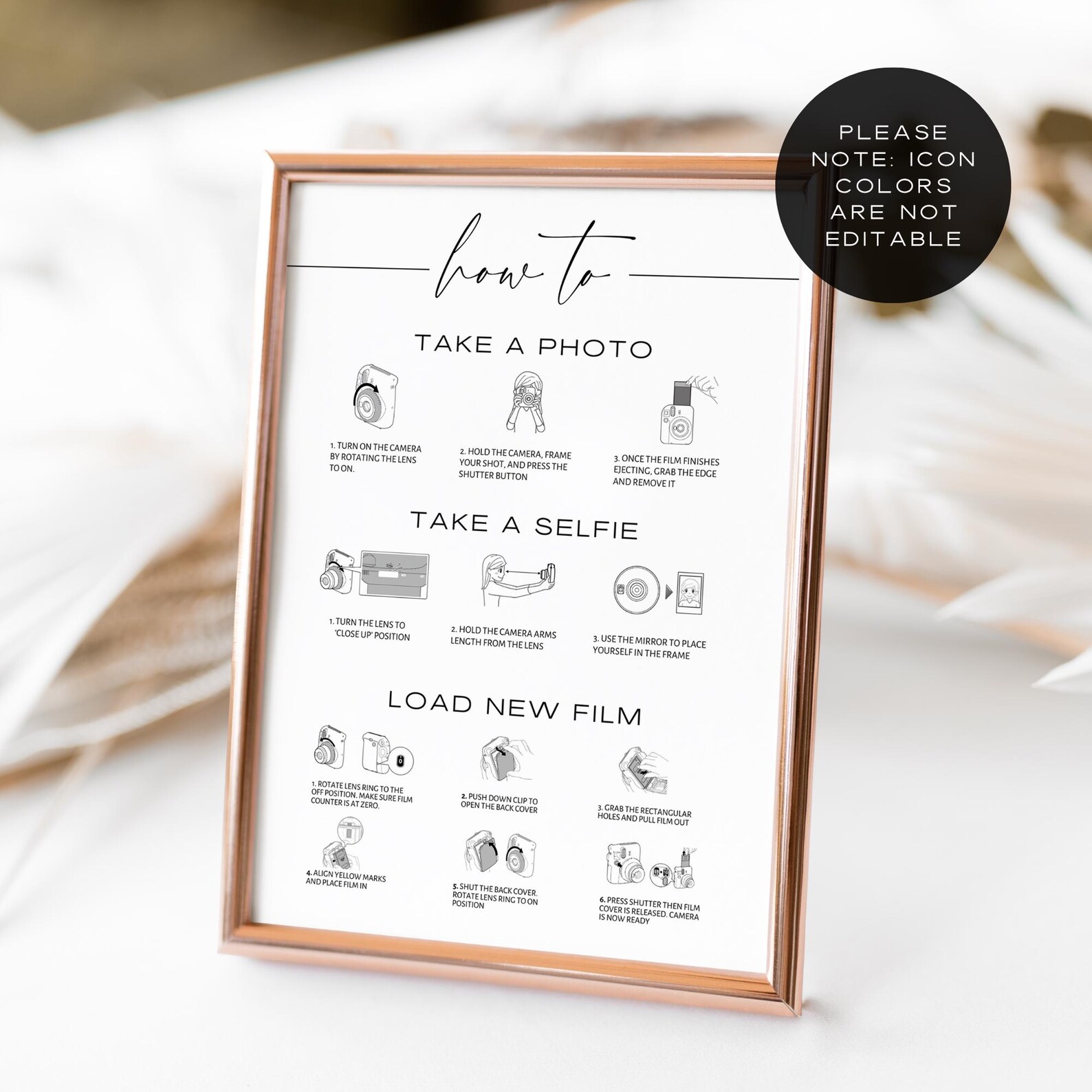 Instax Mini 12 Instructions Sign, Polaroid Guest Book Sign, Editable ...