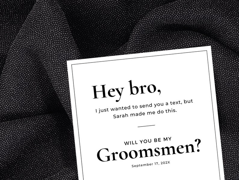 Groomsmen Proposal Card, Wedding Details Canva Template (digital ...