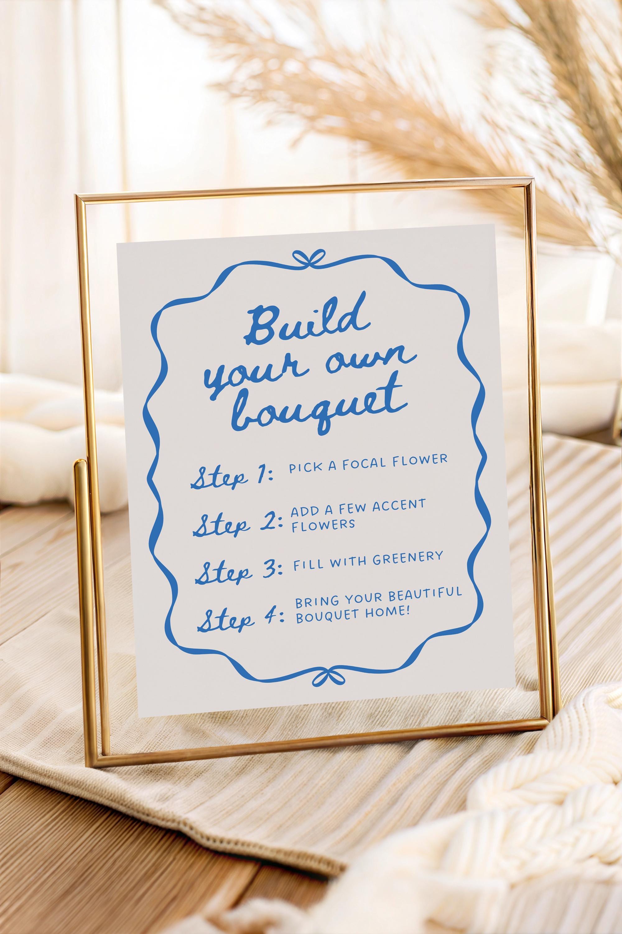 Flower Bar Sign, Hand Drawn Build Your Own Bouquet Canva Template ...