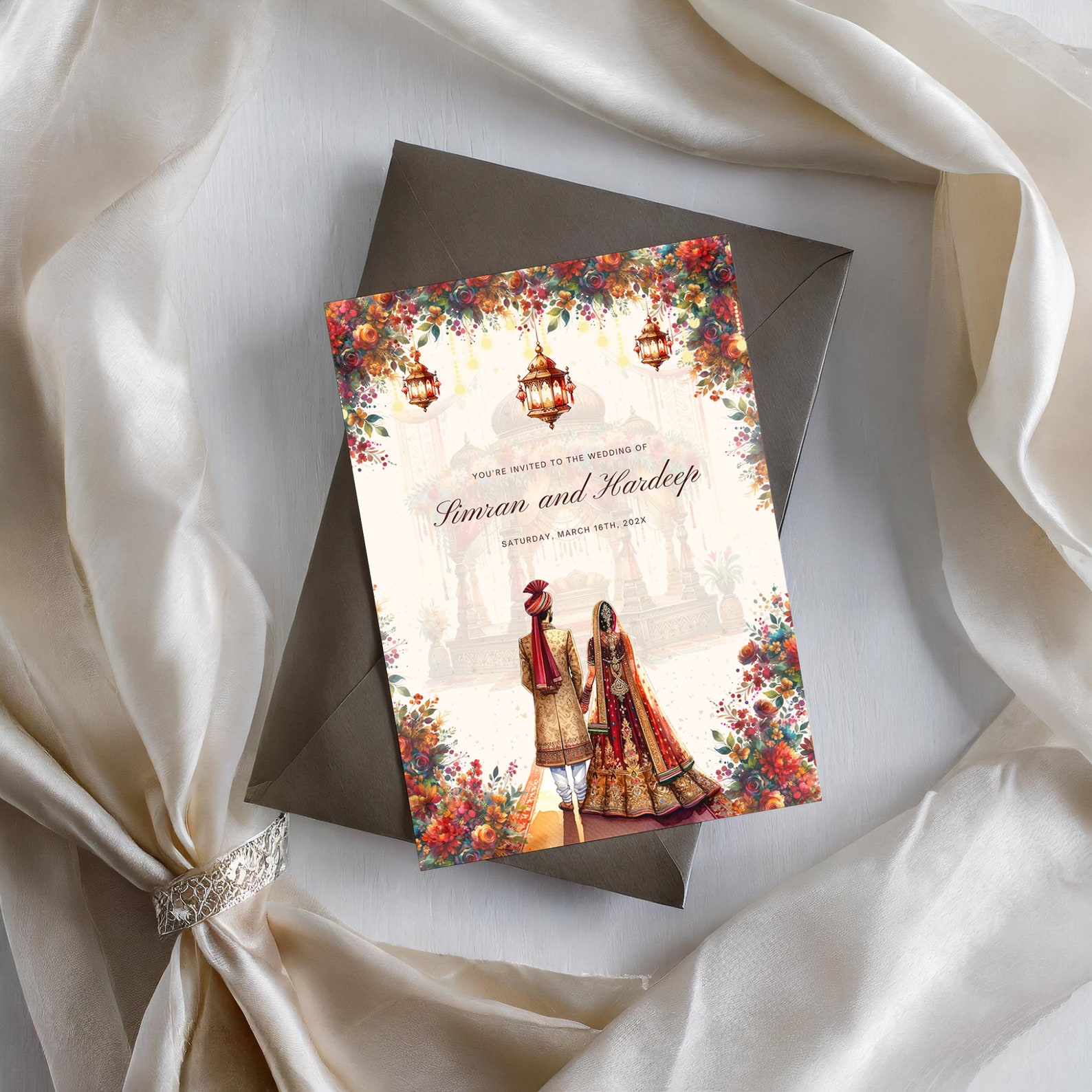 Elegant Indian Wedding Invitation, Indian Wedding Invite, Wedding ...