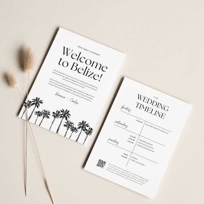 Destination Wedding Welcome Letter & Itinerary Template (digital ...