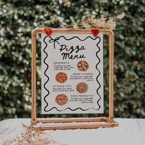 Wavy Whimsical Pizza Table Menu Sign Template, Pizza Bar Engagement ...