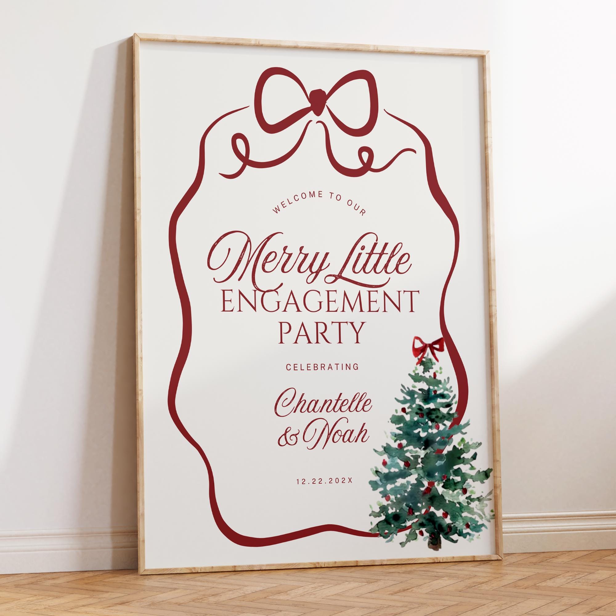 Whimsical Christmas Engagement Party Sign, Holiday Engagement Sign ...