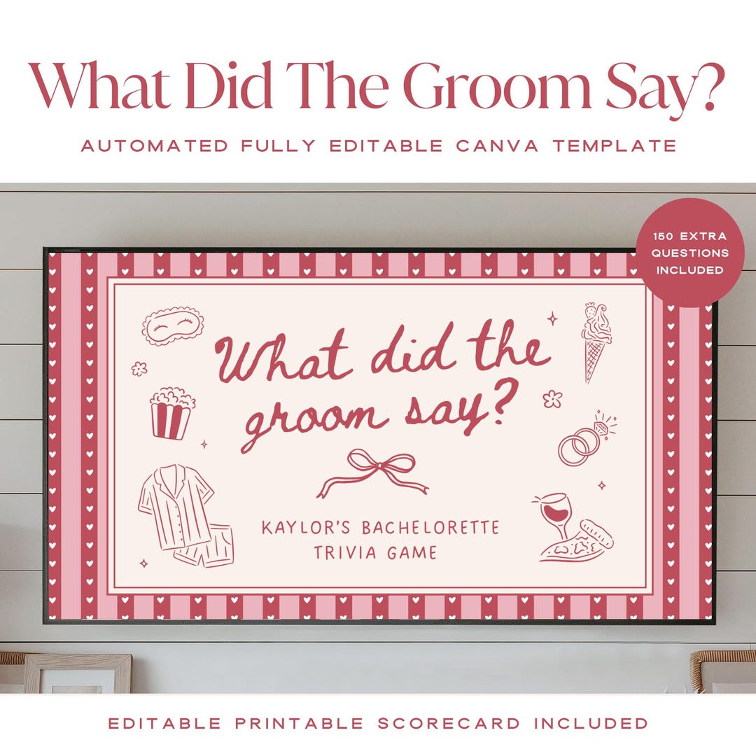What Did the Groom Say Bachelorette Trivia Game, Bach Drinking Game ...