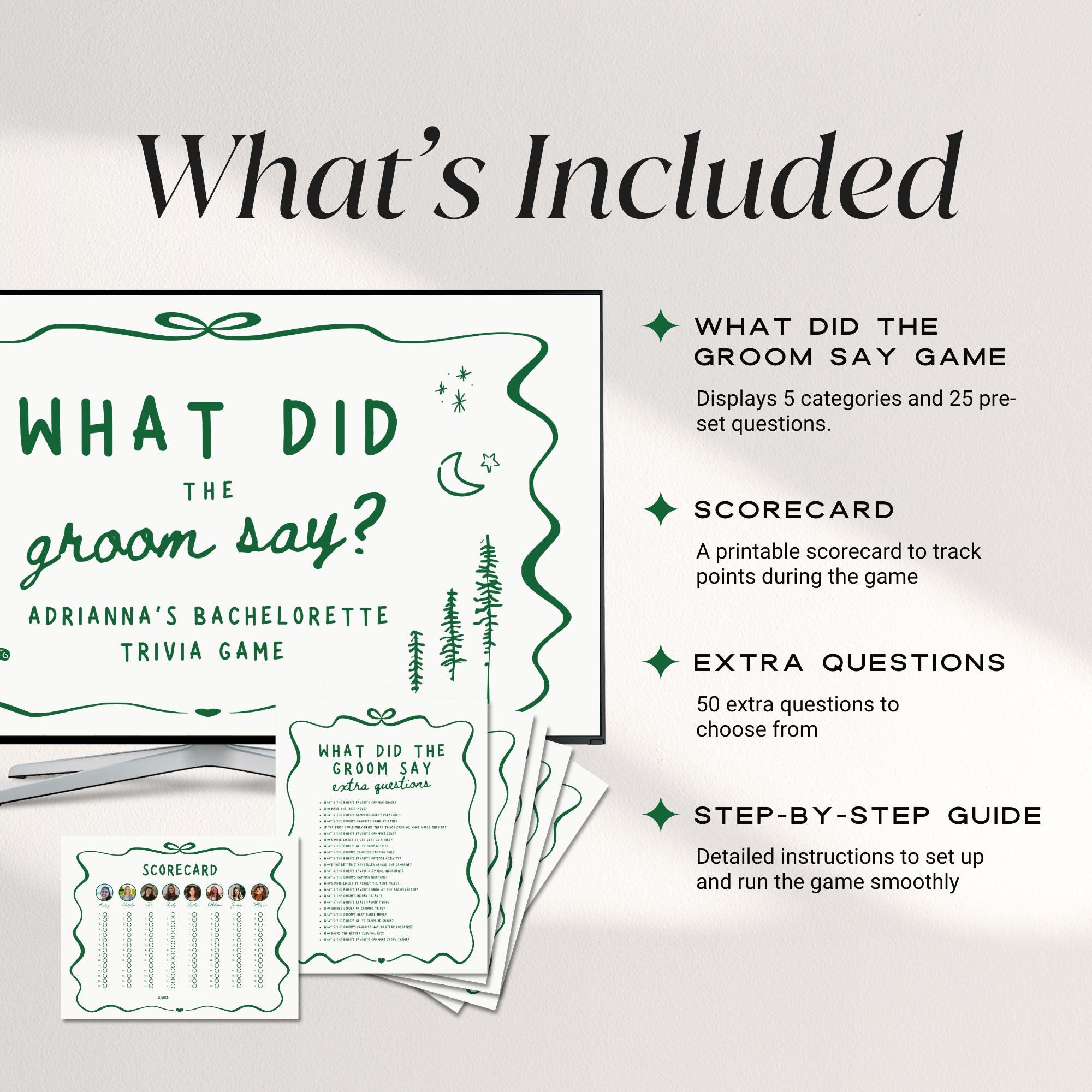 What Did the Groom Say Bachelorette Trivia Game, Bach Drinking Game ...