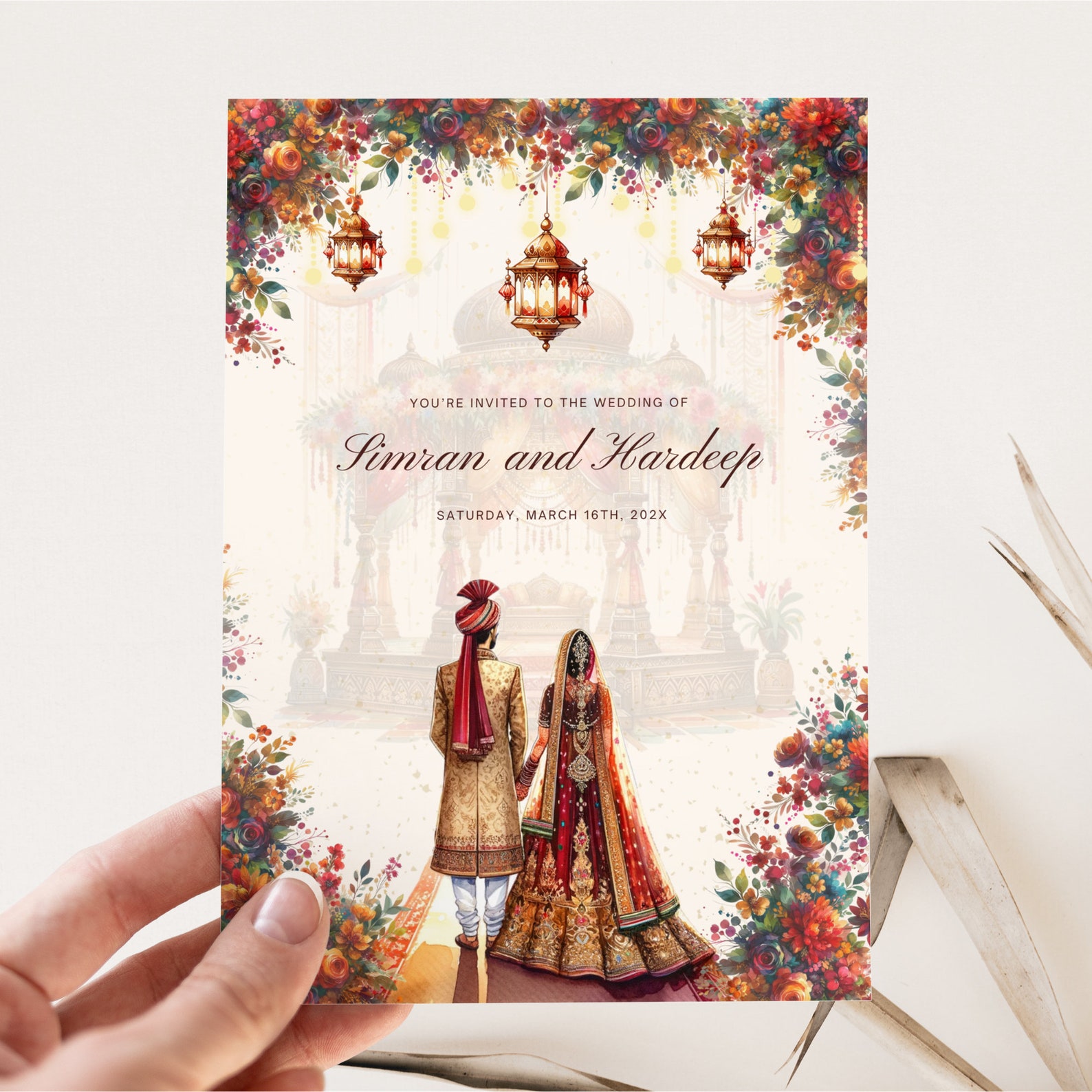 Elegant Indian Wedding Invitation, Indian Wedding Invite, Wedding ...