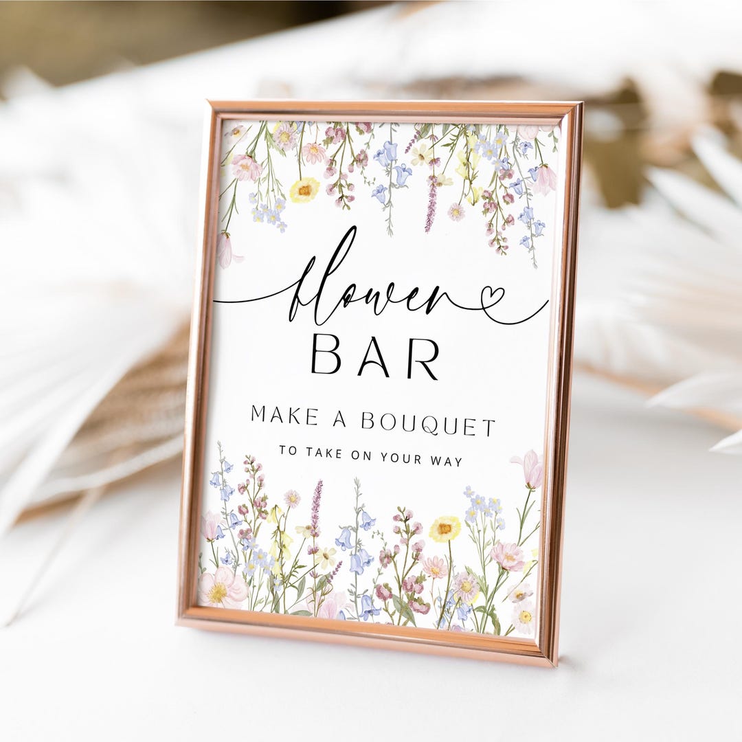 Flower Bar Sign Template, Floral Wedding Signs, Editable Make a Bouquet ...