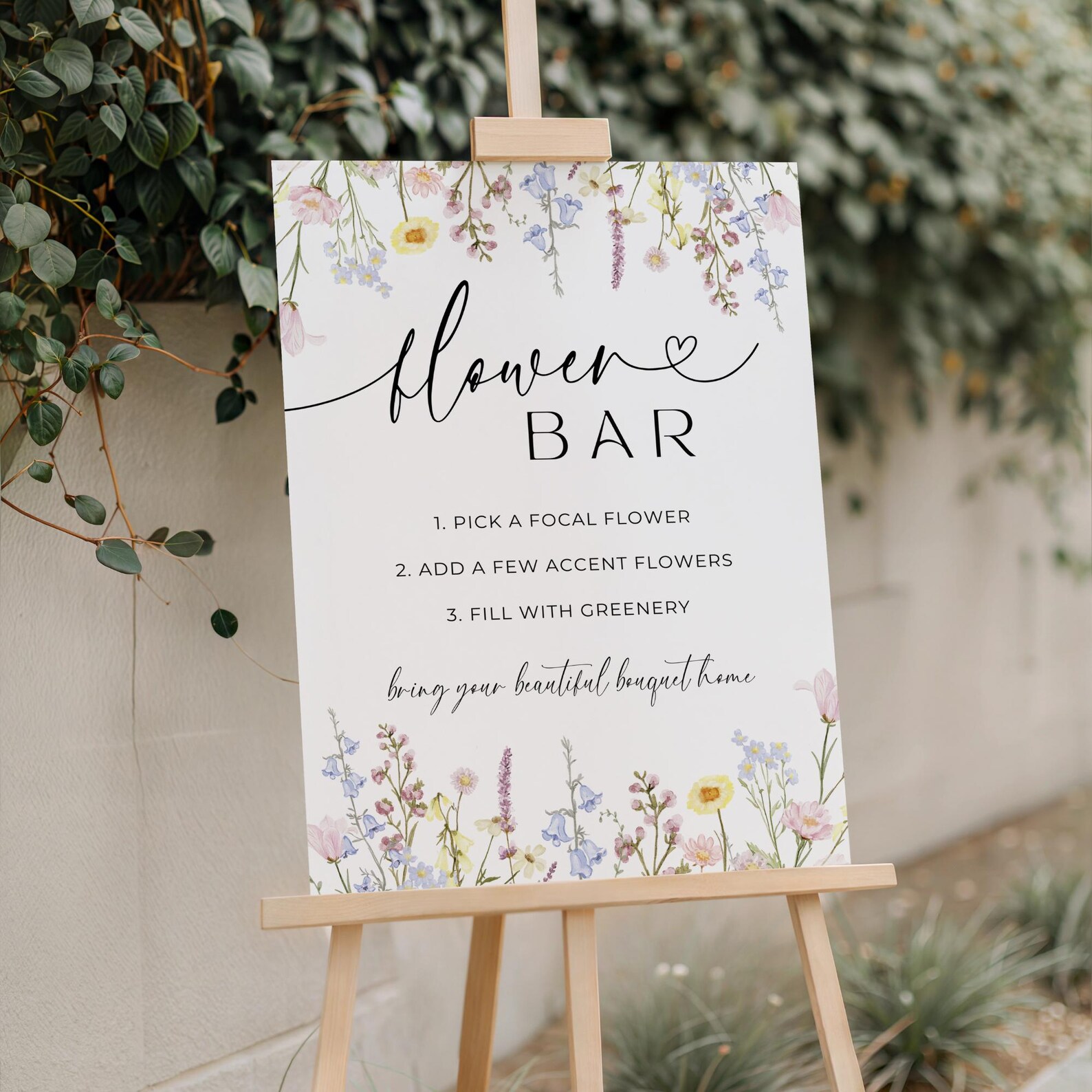 Flower Bar Sign Template, Floral Wedding Signs, Editable Make a Bouquet ...