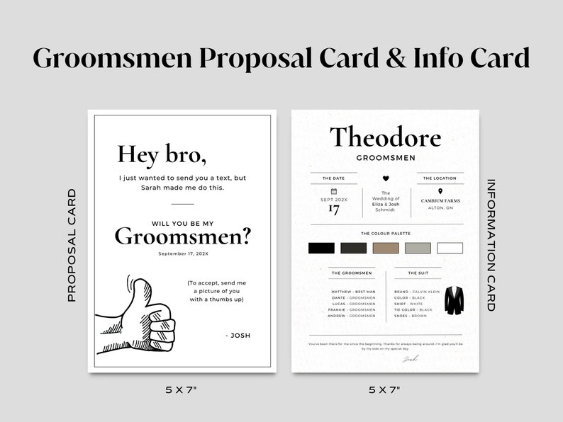 Groomsmen Proposal Card, Wedding Details Canva Template (digital ...